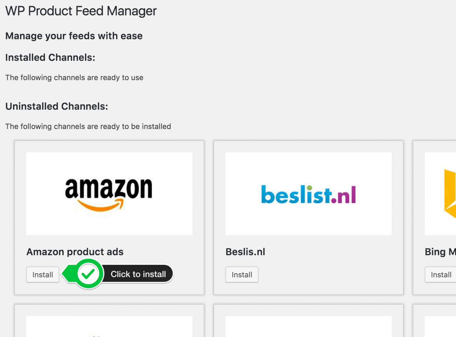 Product feed manager Documentation - Channel template manager